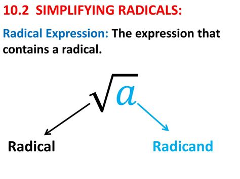Ppt 10 2 Simplifying Radicals Powerpoint Presentation Free Download