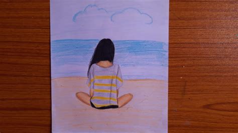 Як намалювати дівчину що гуляє по пляжу Малюємо фарбами реалістично