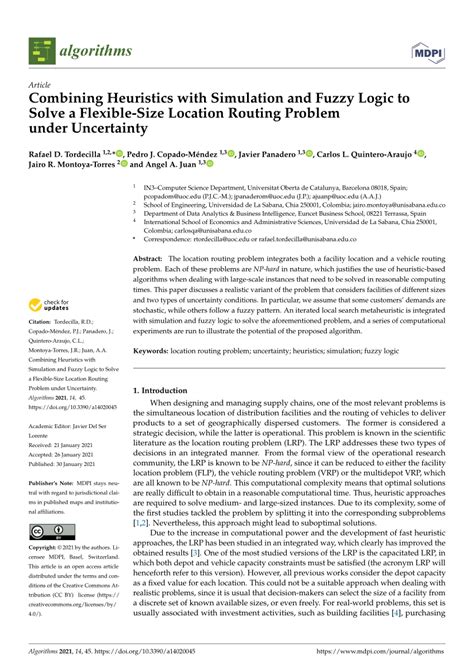 Pdf Combining Heuristics With Simulation And Fuzzy Logic To Solve A