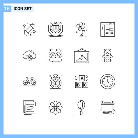 Set Of 16 Vector Outlines On Grid For Cloud Page Floral Development Code Editable Vector Design