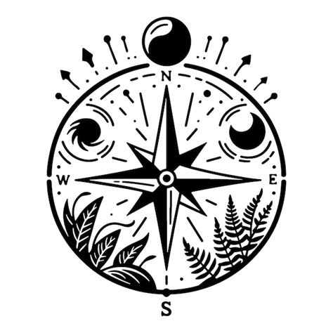 Compass With Nature Elementsb Premium Ai Generated Vector