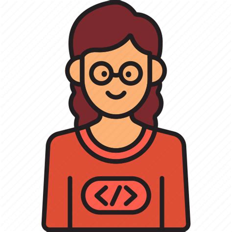 Woman Female Programmer Icon Lady Woman Female Programmer Tech Person