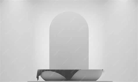 제품 코스메틱 프레젠테이션을 위한 흰색 배경의 기하학적 형태의 실린더 나무 연단 무대가 있는 추상적인 최소 장면은 3d 렌더링 그림을 조롱합니다 프리미엄 사진