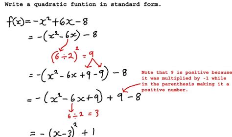Precalcus Completing The Square With A Negative Coefficient