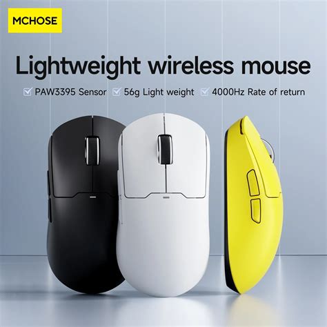 Mchose A5 Bluetooth Wireless Mouse 26000dpi Paw3395 Optical Sensor Gaming Mouse 4khz Light