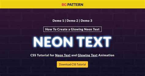 Css Tutorial For How To Create A Glowing Neon Animated Text Bg Pattern Web Design
