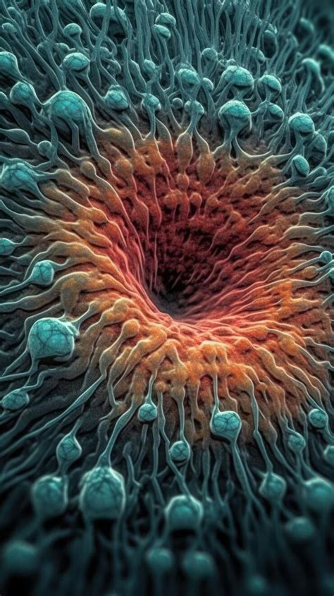 Premium Ai Image Vivid Colors Of Cilia On A Cell Surface Viewed Through A Highly Detailed