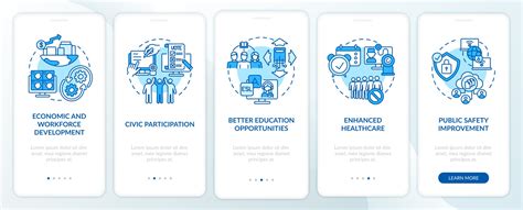Digital Inclusion Benefits Blue Onboarding Mobile App Page Screen With Concepts 2389855 Vector