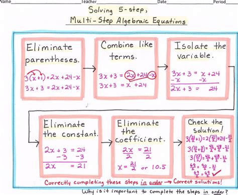 Anchor Chart For Solving Two Step Equations Pe