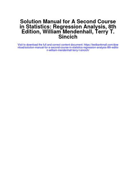 Solution Manual For A Second Course In Statistics Regression Analysis