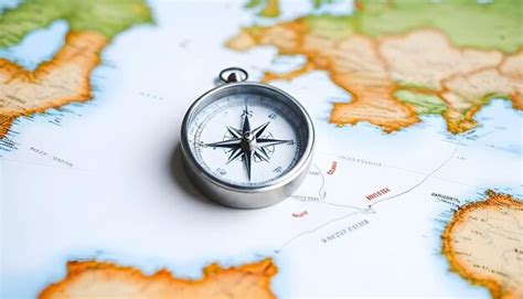 Global Navigation Exploration And Mapping Adventure With Magnetic Compass Premium Ai Generated