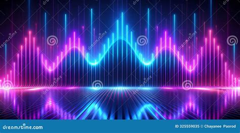 Ultraviolet Abstract Futuristic Background Neon Wave Equalizers Neon Glow Ai Created Content