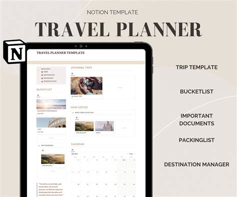 Travel Planner Notion Template Notion Dashboard Notion Planner Notion Templates Travel