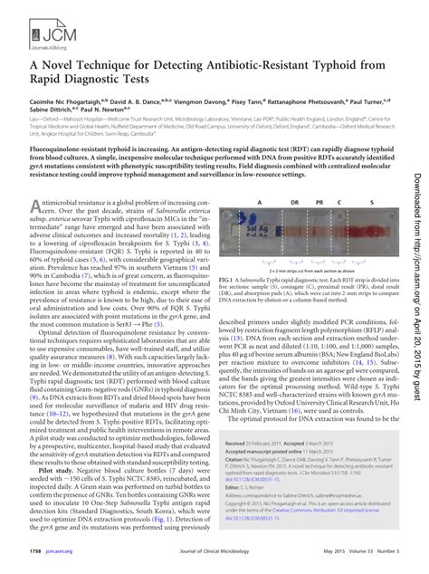 Pdf A Novel Technique For Detecting Antibiotic Resistant Typhoid From