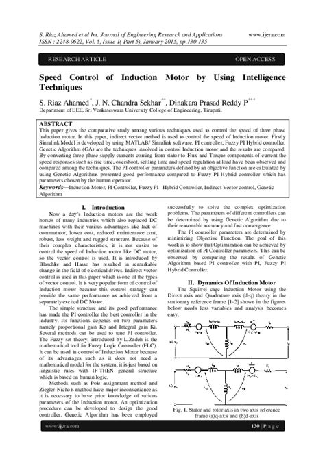 Pdf Speed Control Of Induction Motor By Using Intelligence Techniques