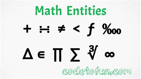 Html Math Entities Codetofun