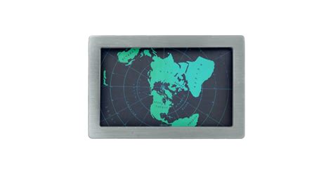 Flat Earth Map Azimuthal Equidistant Projection Rectangular Belt Buckle Zazzle