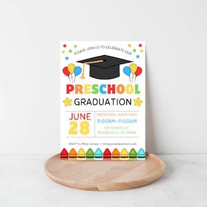 Preschool Graduation Invitation Editable Preschool Digital Graduation