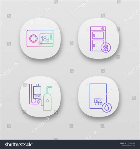 Heating App Icons Set Uiux User Stock Vector Royalty Free 1193462008