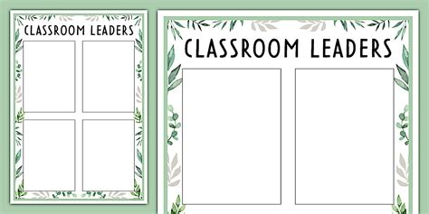 Botanical Themed Classroom Leaders Display Poster Twinkl