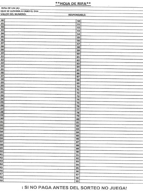 Arriba 105 Imagen De Fondo Hoja De Rifa De 50 Numeros Para Imprimir
