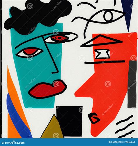 Abstract Digital Illustration Of A Human Face With Geometric Figures Stock Illustration