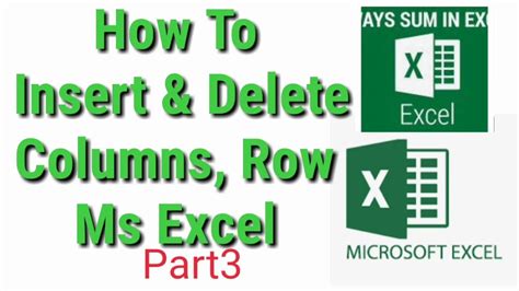 How To Insert And Delete Columns Row Ms Excel Ms Excel Me Column Row