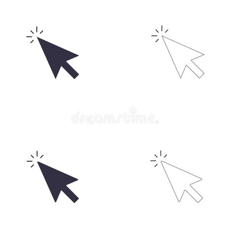 Vector Icon Black And Outline Mouse Arrows With Stroke Click For Animation Motion Graphic Flat