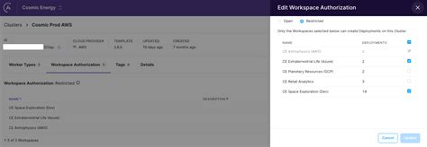 New Authorized Workspaces In Astro Astronomer
