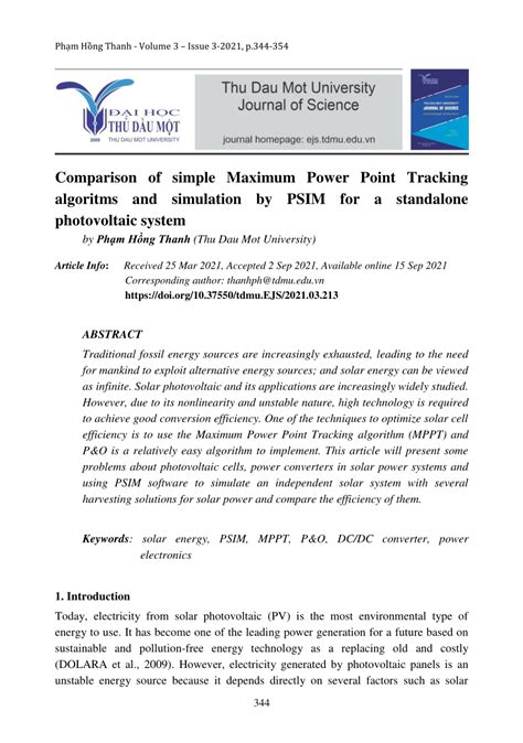 Pdf Comparison Of Simple Maximum Power Point Tracking Algoritms And