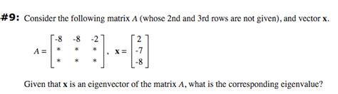 Solved Consider The Following Matrix A Whose 2nd And 3rd