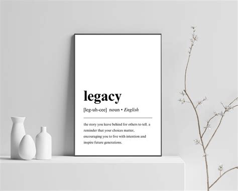 Legacy Definition Poster Office Decor Minimalist Decor Wall Art