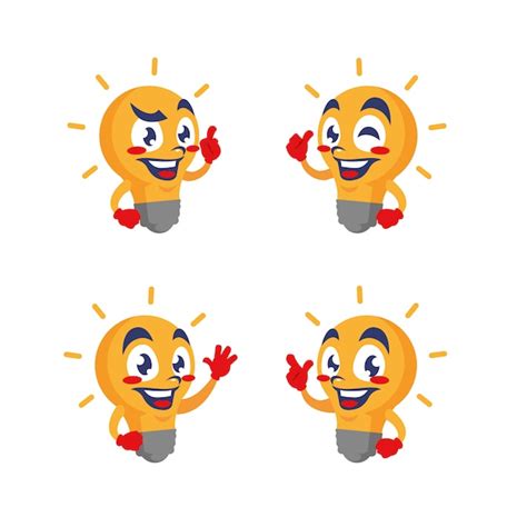 귀여운 전구 만화 캐릭터 프리미엄 벡터