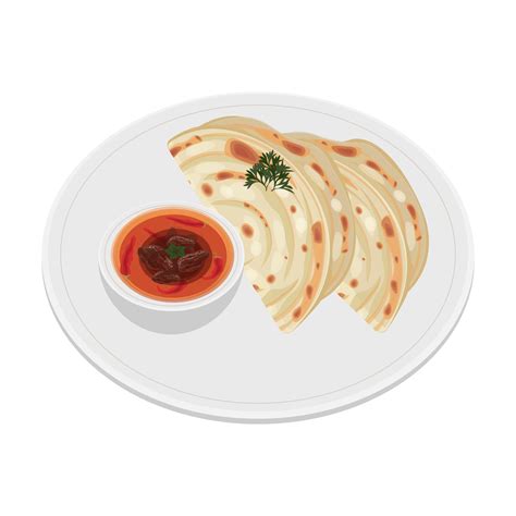 Flatbread Parotta Paratha Or Canai With Curry Vector Illustration Logo 38824058 Vector Art At