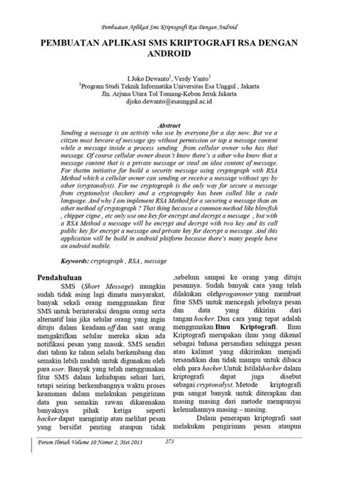 Pembuatan Aplikasi Sms Kriptografi Rsa Dengan Android Universitas Esa