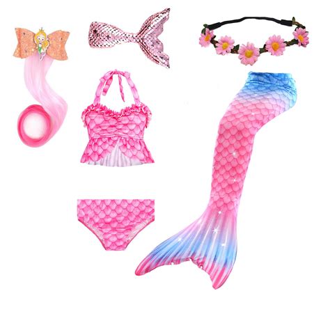 Girls 6pcs Swimming Mermaid Sets Mermaid Dress Up Costume Etsy