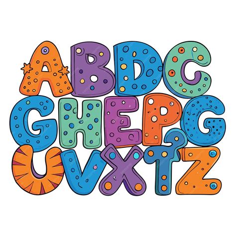 Letras Coloridas Del Alfabeto Con Puntos Y Rayas Vector Premium