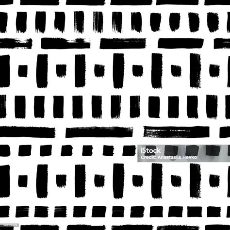 수직 및 수평 브러시 스트로크가있는 기하학적 이음새가 없는 패턴 거친에 대한 스톡 벡터 아트 및 기타 이미지 거친 검은색 곧은 Istock