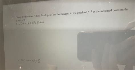 Solved 7 Given The Function F Find The Slope Of The Line