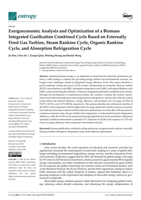 Pdf Exergoeconomic Analysis And Optimization Of A Biomass Integrated Gasification Combined