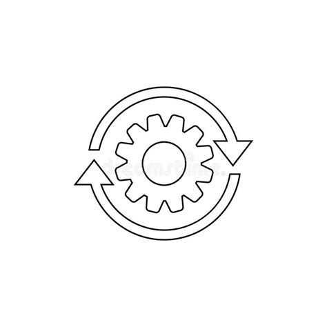 Workflow Process Icon In Flat Style Gear Cog Wheel With Arrows Vector Illustration On White