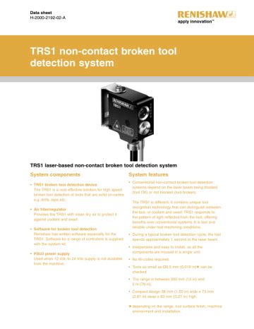 Renishaw TRS Non Contact Broken Tool Detection System Data Sheets Manualzz