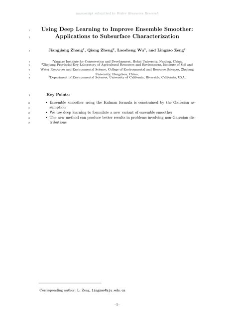 Pdf Using Deep Learning To Improve Ensemble Smoother Applications To Subsurface Characterization