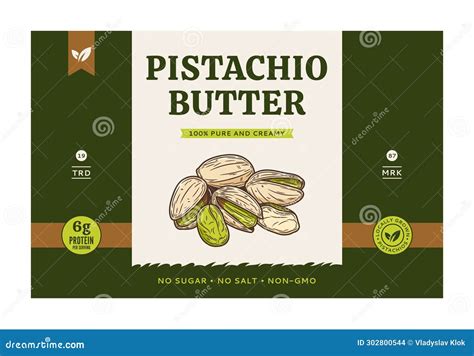 Pistachio Butter Label And Packaging Design Template Cartoon Vector 302800539