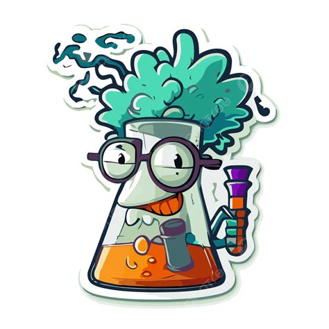 Sticker With A Scientist Holding A Test Tube Clipart Vector Sticker