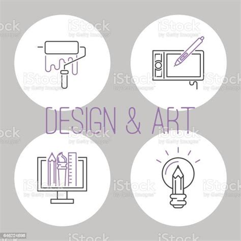 아트 아이콘 벡터 일러스트 레이 션 디자인 선형 기호 예술적 그림 창의력 단추 그래픽 컬렉션 얇은 기호 아이콘 라인 플랫 격리