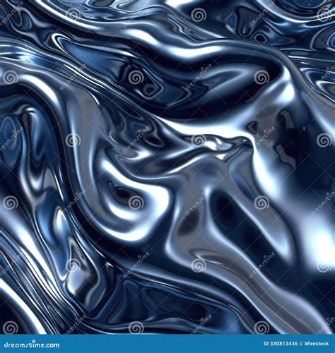 Ai Generated Illustration Of A Metallic Surface With Smooth Reflective Curves And Waves Stock