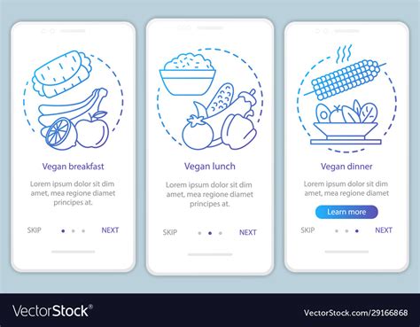 Vegetarian Menu Onboarding Mobile App Page Screen Vector Image