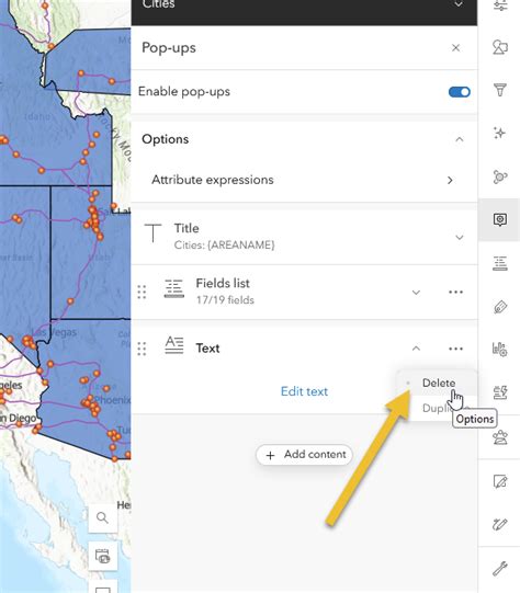 How To Delete A Text Element In A Web Map Pop Up Esri Community