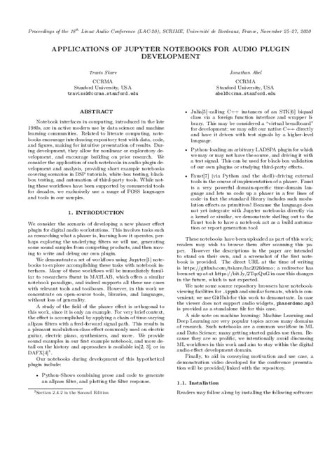 Pdf Applications Of Jupyter Notebooks For Audio Plugin Development